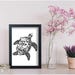 Turtle Mask Ink Sketch Art Print Japanese Ink Illustration Sea Turtle ...