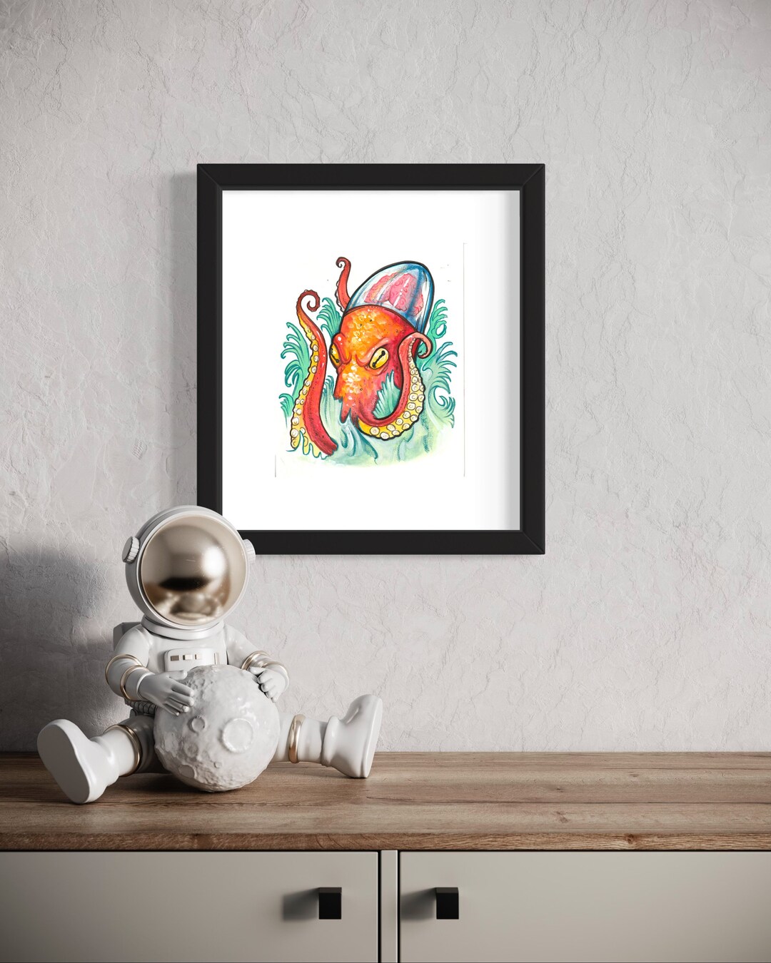 Octo Brainiac, Watercolor Octopus, Japanese Wave Art, Octopus Tentacle ...