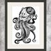 Yokai Octopus Ink Sketch Art Print Japanese Ink Illustration Octopus ...