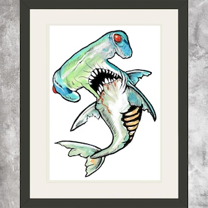 Zombie Hammerhead Shark Undead Art Monsterish Graffiti Shark ...