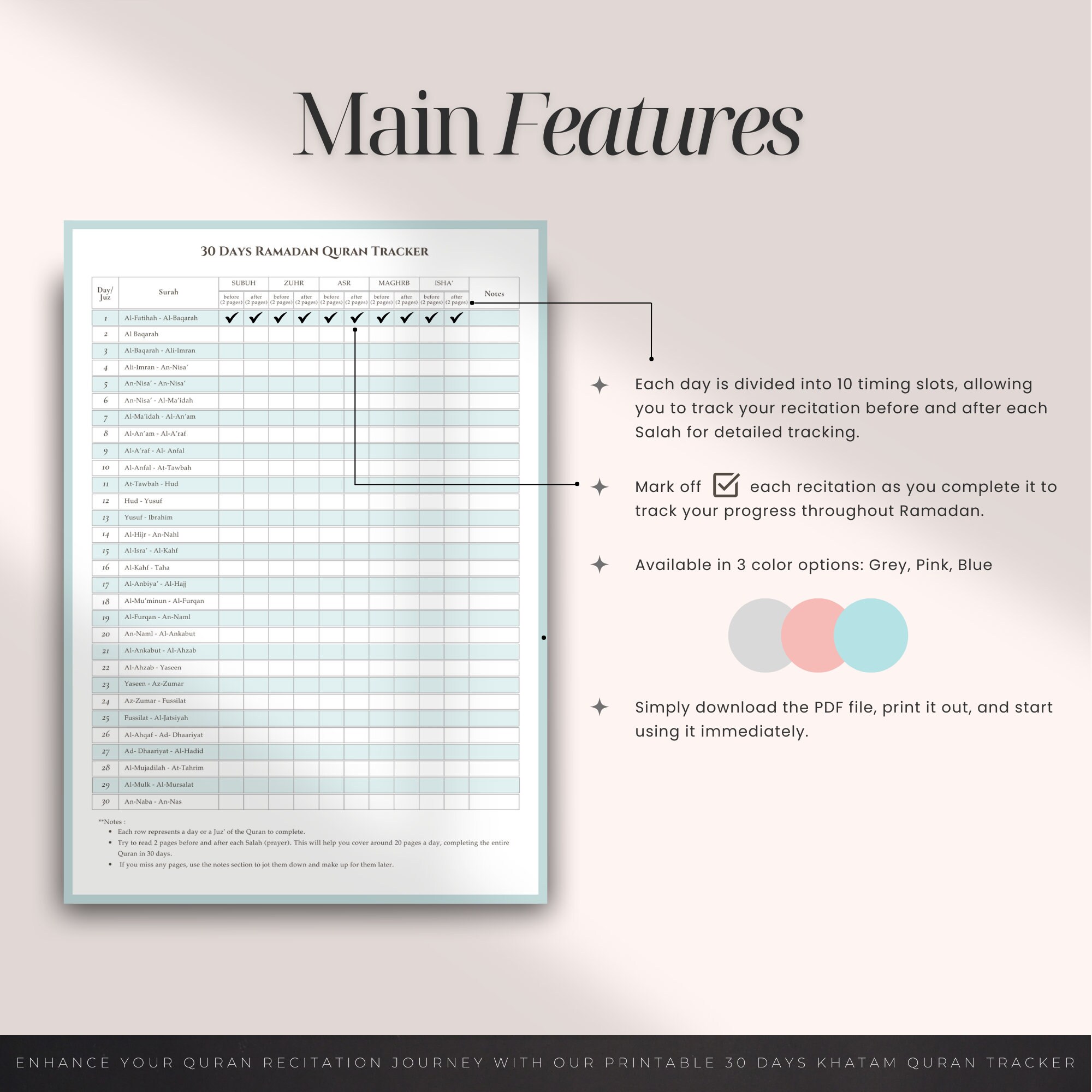 2024 Ramadan Quran Khatam Tracker A4 US Letter Sized Recitation Tracker ...