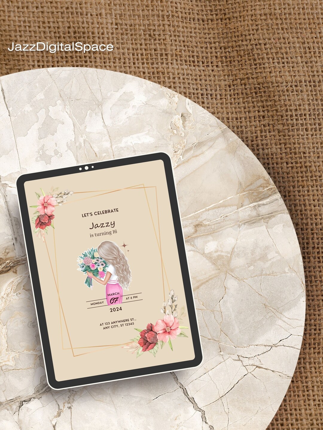 Editable Floral Aesthetic Birthday Invitations: Customizable, Flower ...