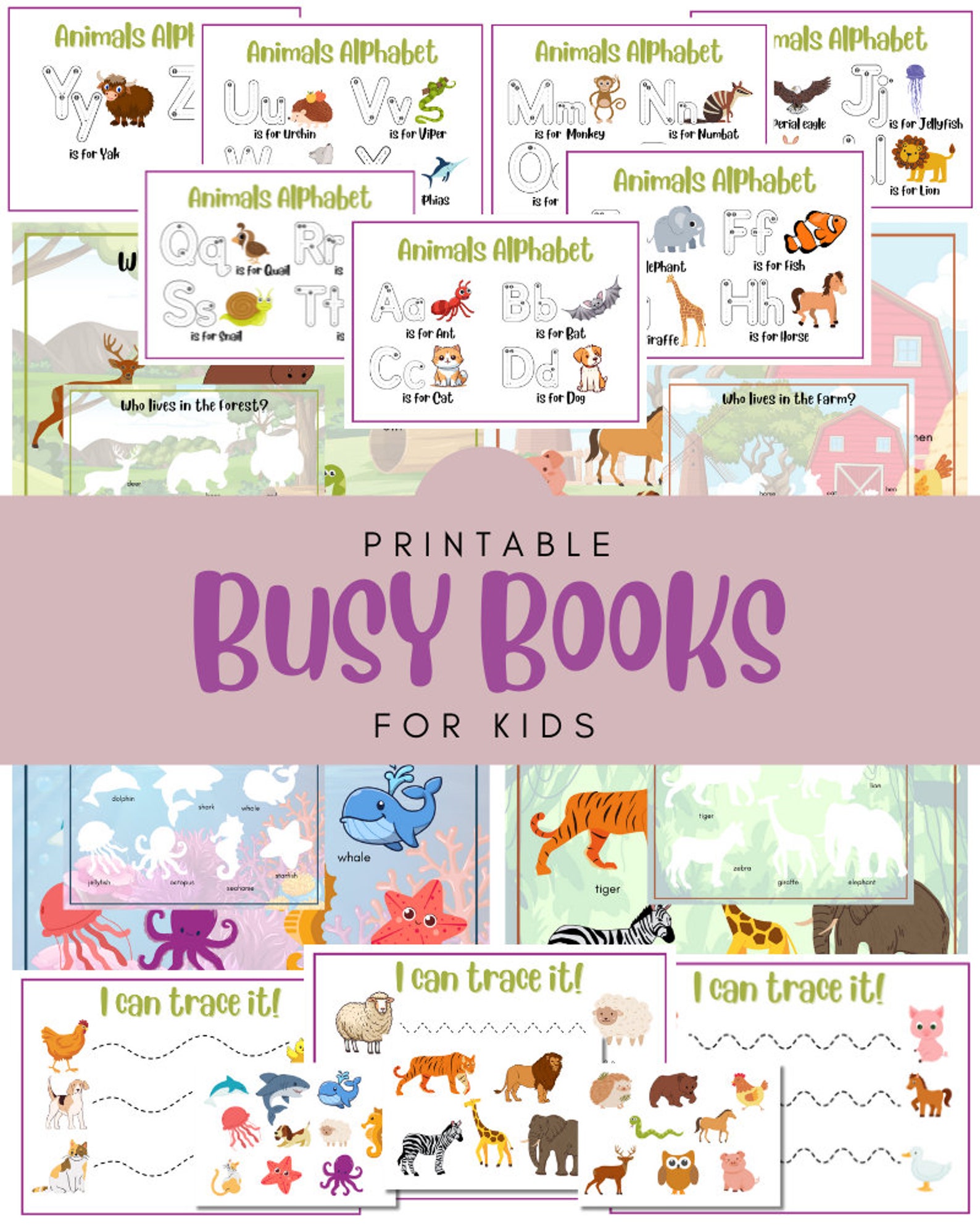 Printable Busy Book for Toddler Quiet Book for Kids Learning Binder ...