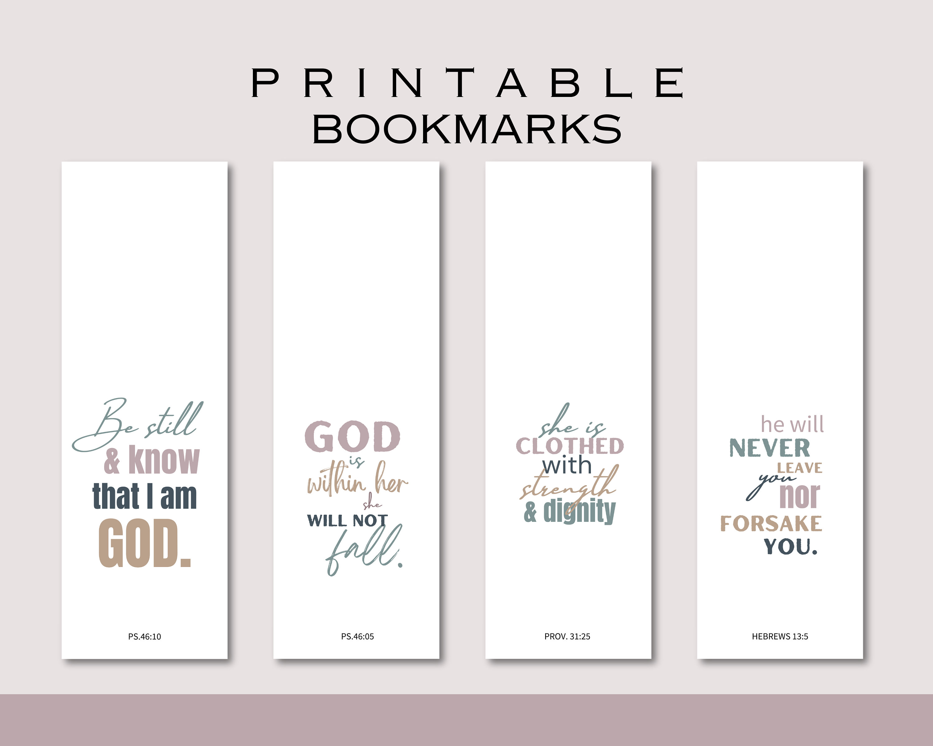 Printable Bookmark Bible Verse Bookmark Set of Bible Verse Bookmark for ...