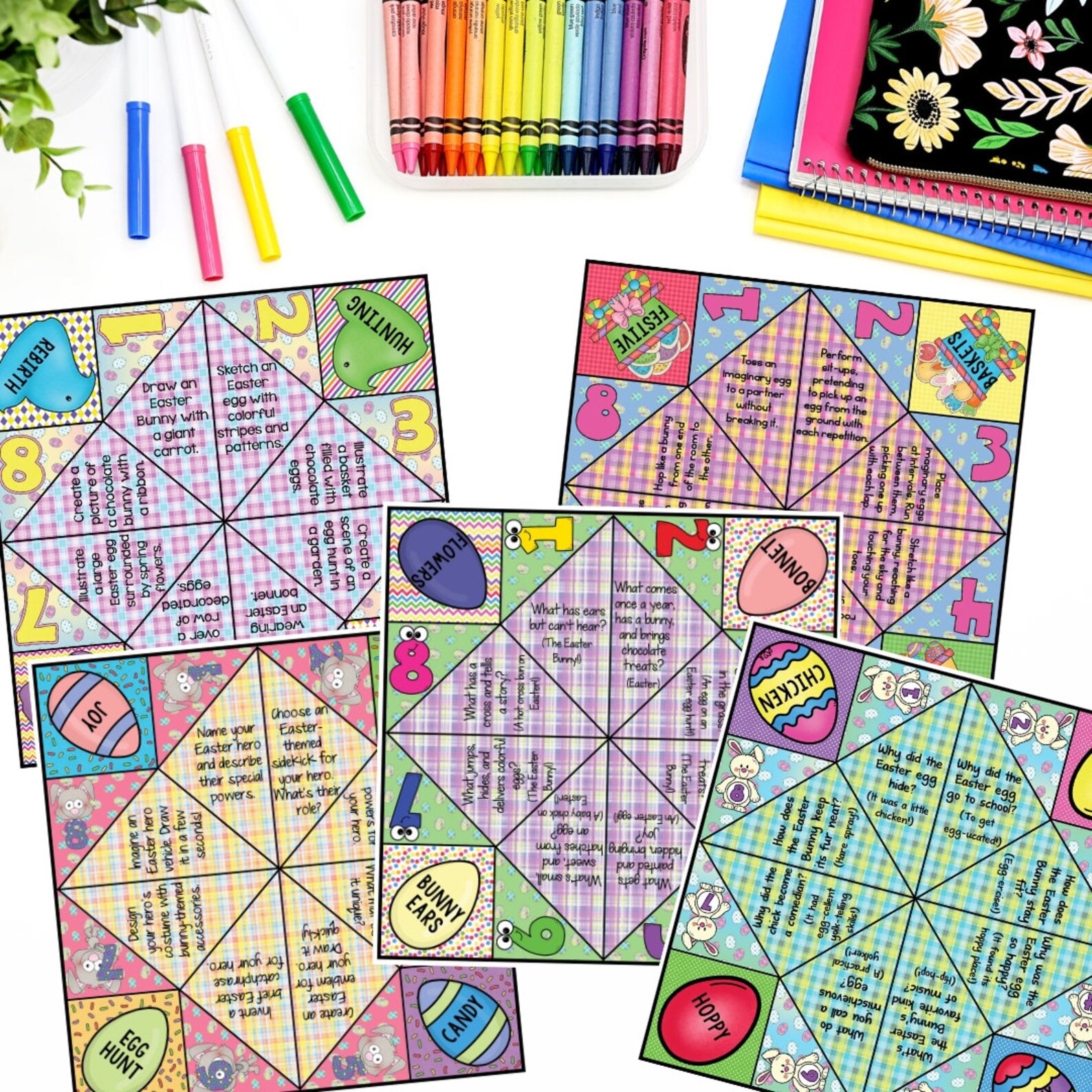 Easter Cootie Catchers Print and Play, Chatterboxes, Fortune Tellers ...