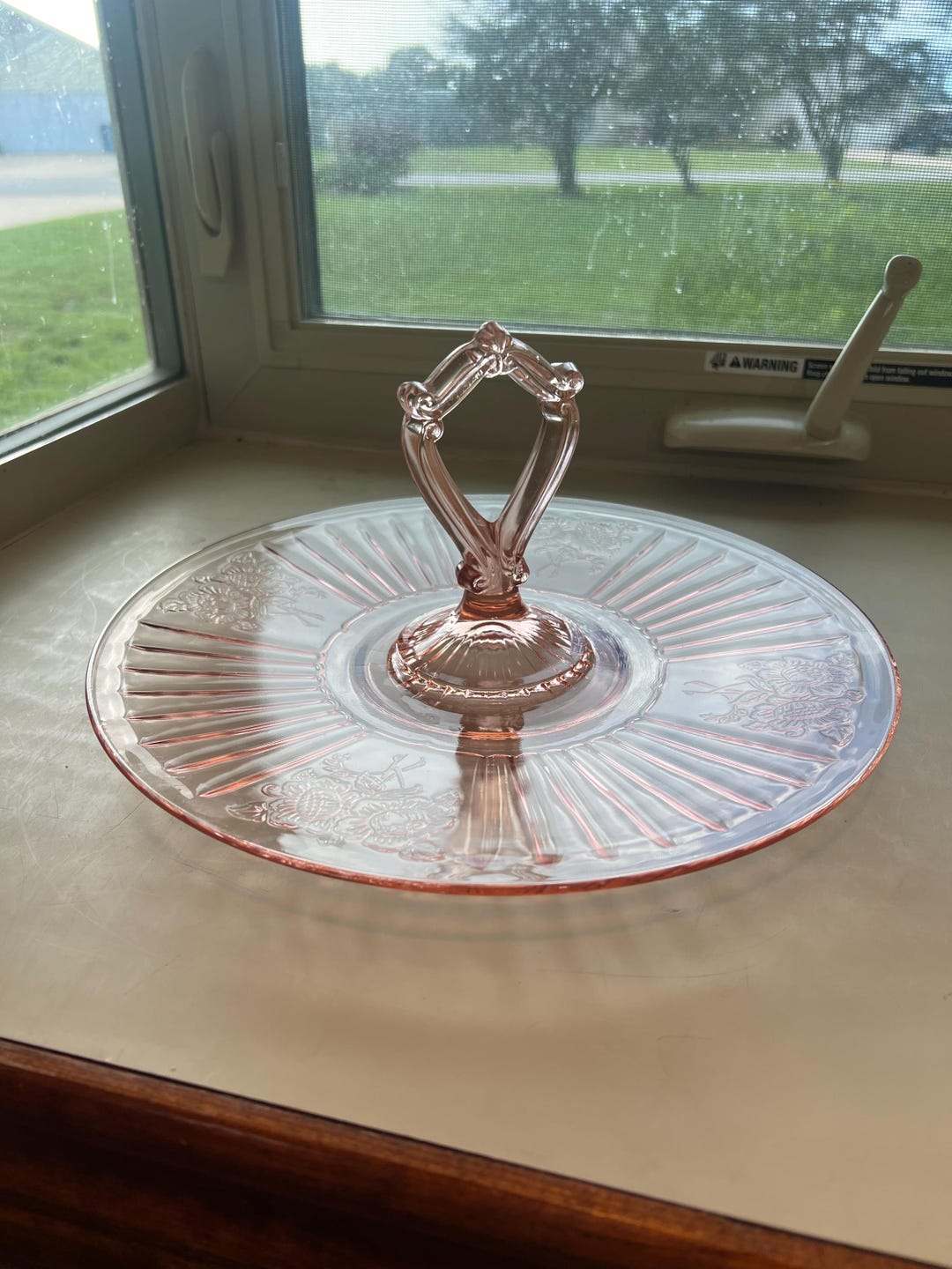 Pink Open Rose Anchor Hocking Depression Glass Sandwich Serving Tray - Etsy