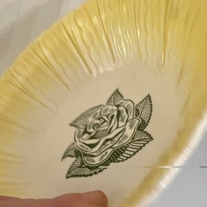1940s Scio OH Pottery Serving Bowl Yellow Hairpen Green Rose 7.5" - Etsy