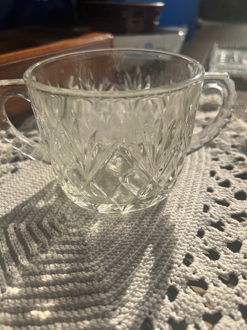 Midcentury Anchor Hocking Press Cut Pineapple Pattern Glass Sugar Bowl ...