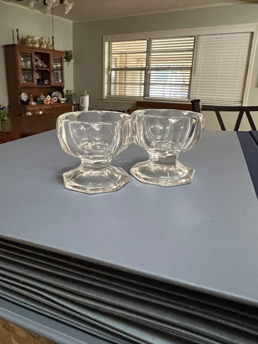 Vintage Clear Glass Open Salt Cellars Set of Two - Etsy