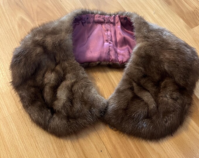 Vintage Mink Fur Clip on Collar - Etsy