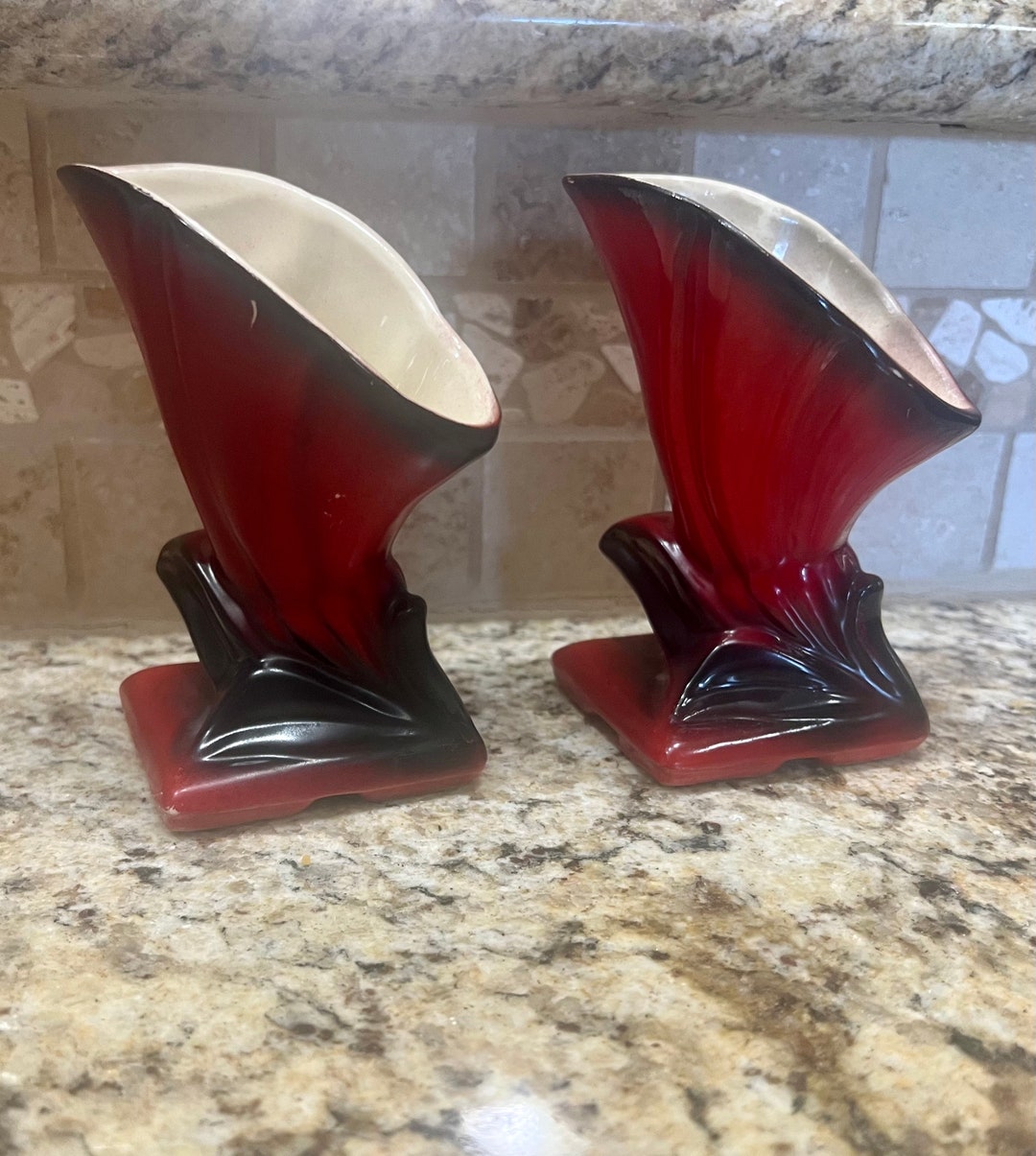 Shawnee Pottery Set of Two Red Art Deco Style Bud Vases - Etsy