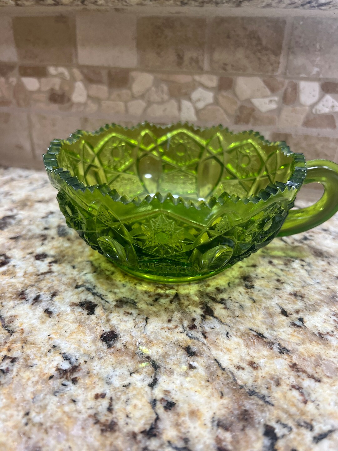 L. E. Smith Quintec Hobstar Heritage Green Glass Nappy Nut Bowl/candy ...