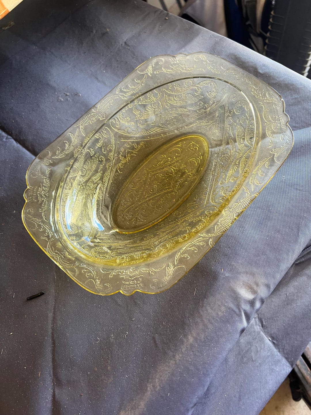 Amber Yellow Depression Glass Federal Glass Madrid Pattern Rectangular ...