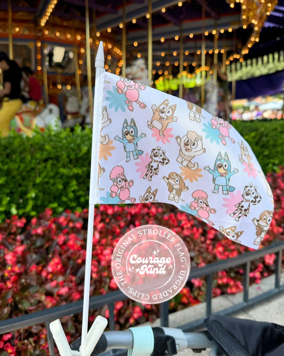 The Original Stroller Flag With Clip| Blue Dog Flower Power | Park ...