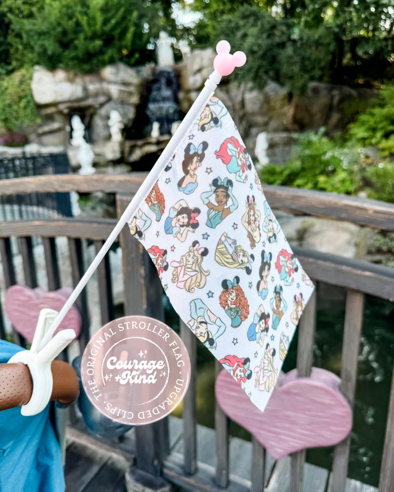 Original Stroller Flag W/ Clip | Princess Ears | Theme Park Accessory ...