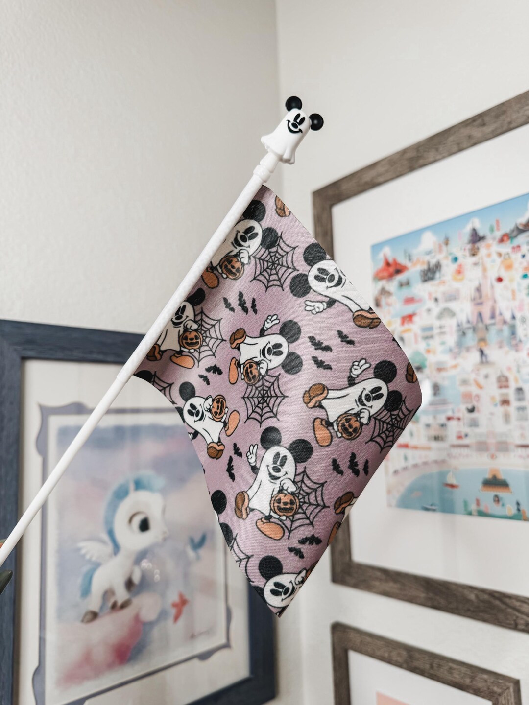 Mini Stroller Flag With Clip & Glow in the Dark Topper | Purple Ghost ...