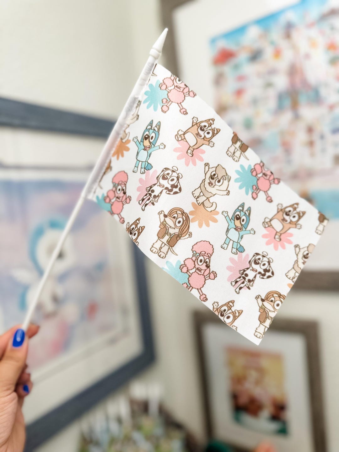 Mini Stroller Flag With Clip Blue Dog Flower Power Park Accessory ...