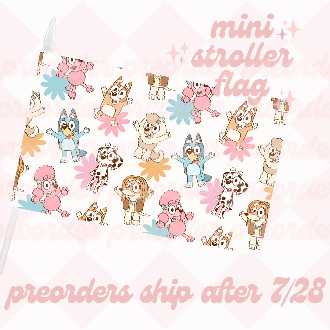 Mini Stroller Flag With Clip Blue Dog Flower Power Park Accessory ...