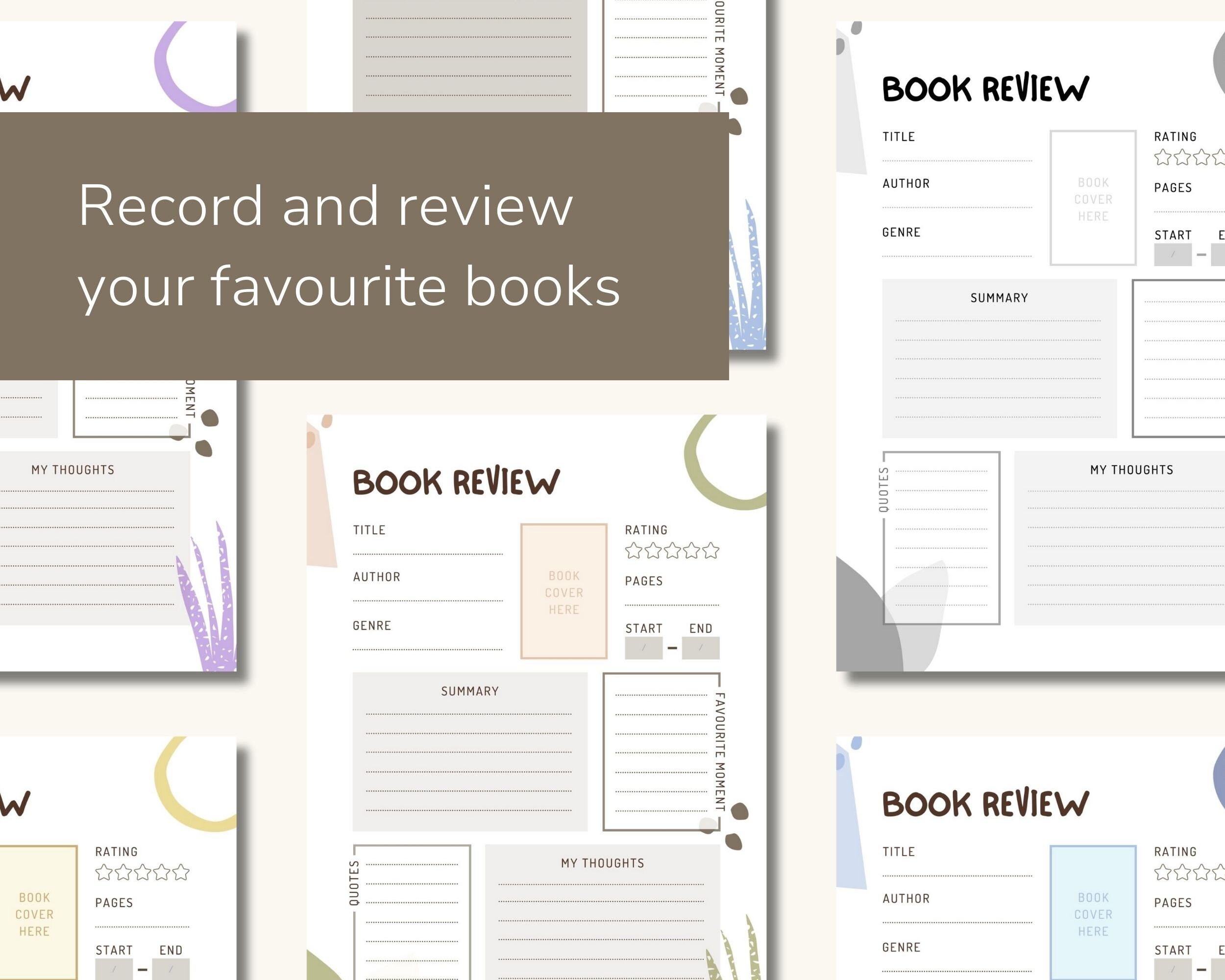 Printable Book Review Template, Reading Log Template, Student Book ...
