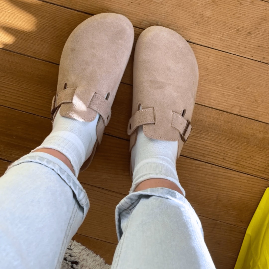 Clogs Cream Suede Effect Boston Mule comfy Edition - Etsy