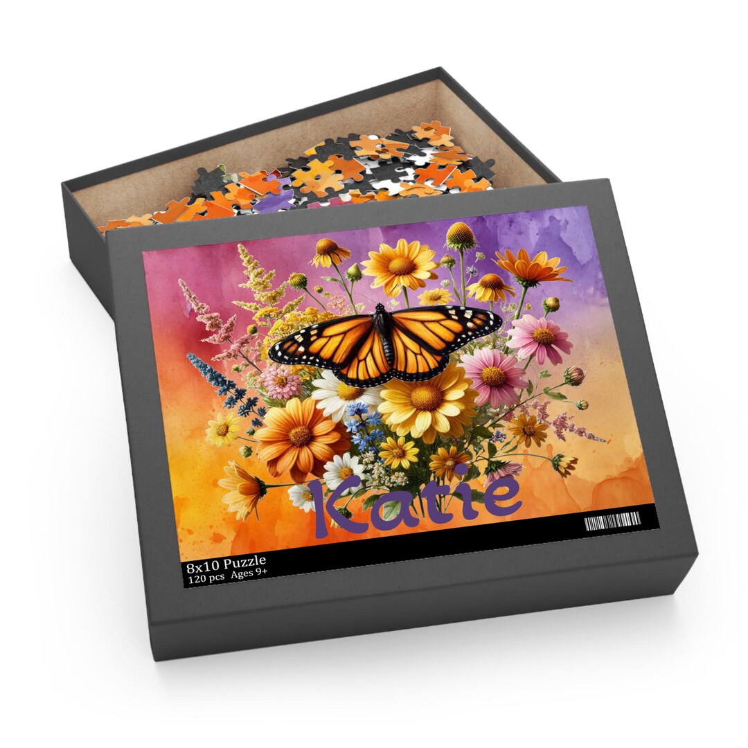 Personalized Monarch Butterfly Puzzle Flower Jigsaw Adult Game Kids ...