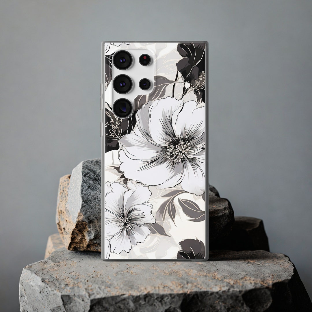 Samsung Galaxy S23 Ultra Floral Flexi Case Slim Lightweight Black and ...