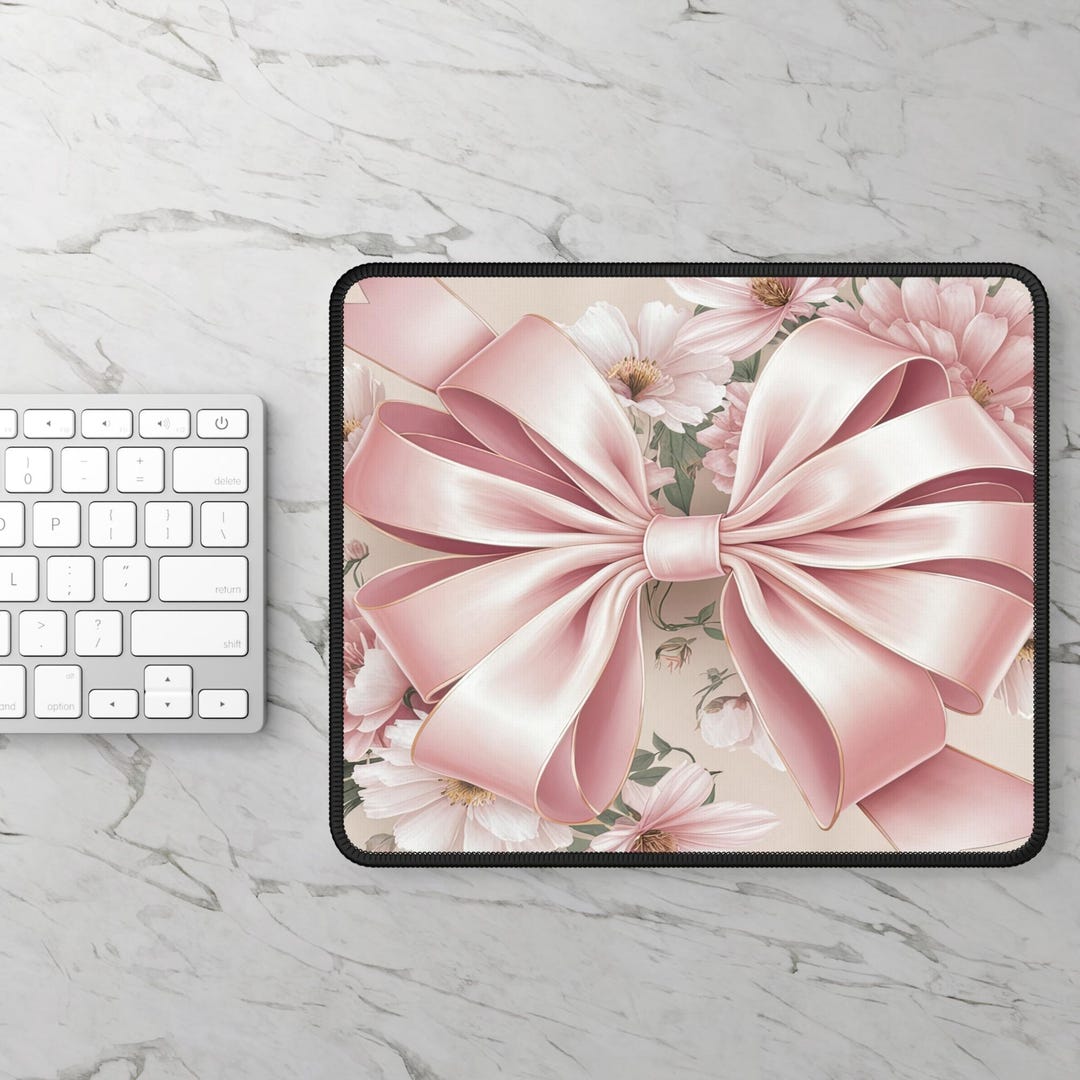 Pin Coquette Gaming Mouse Pad Elegant Floral Bow Mousepad Small Desk ...