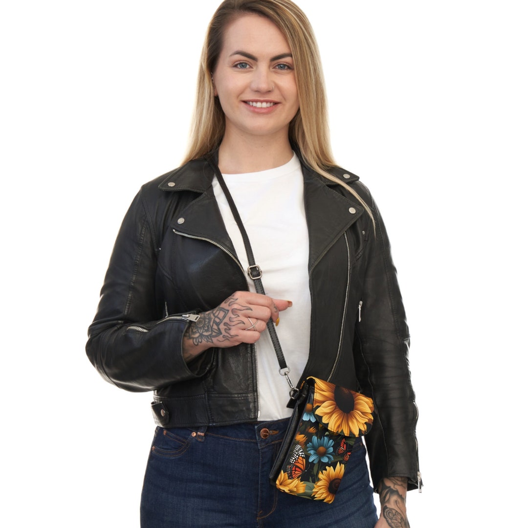 Sunflower Cell Phone Wallet Small Compact Butterfly Crossbody Durable ...