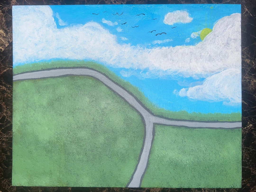 Simple Scenic Cloudy Pathway Painting - Etsy