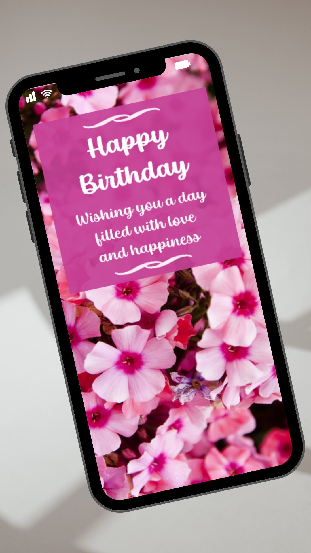 Happy Birthday Digital Birthday Card | Paperless | Pink | Flowers ...