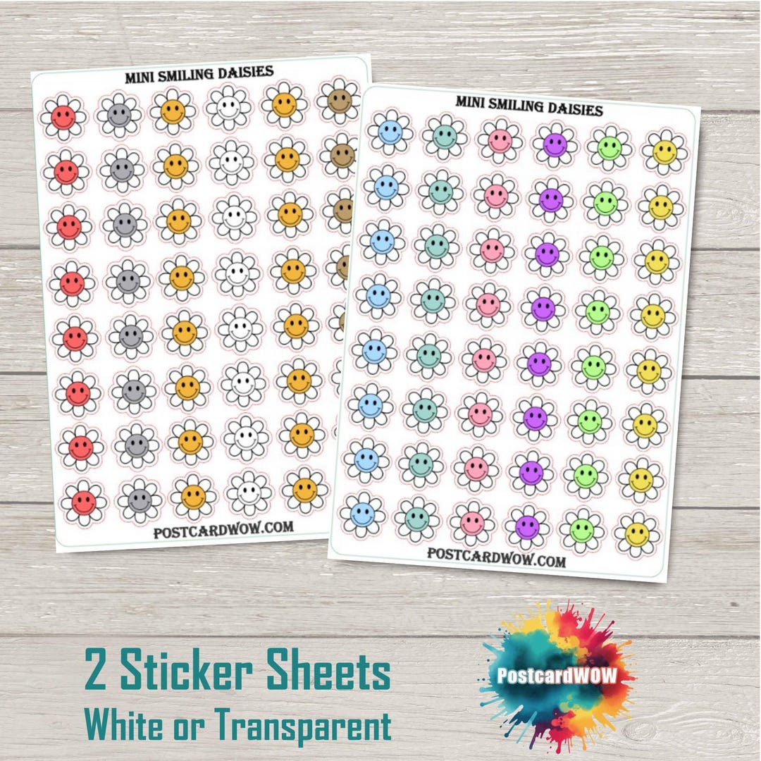 Mini Smiling Daisies - Sticker Set - Happy Mail - Junk Journal - Scrap ...