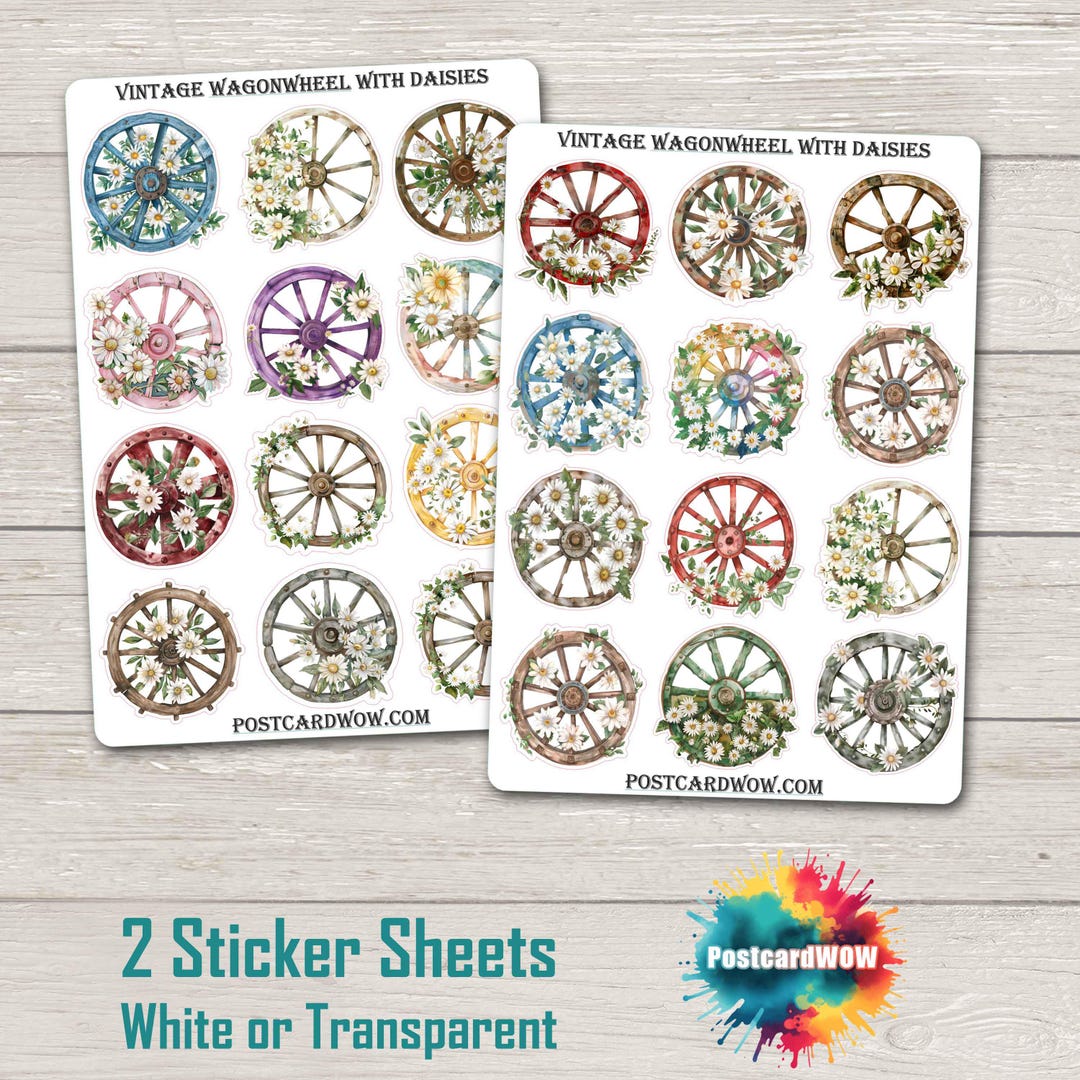 Vintage Wagon Wheels - Sticker Set - Happy Mail - Junk Journal - Scrap ...