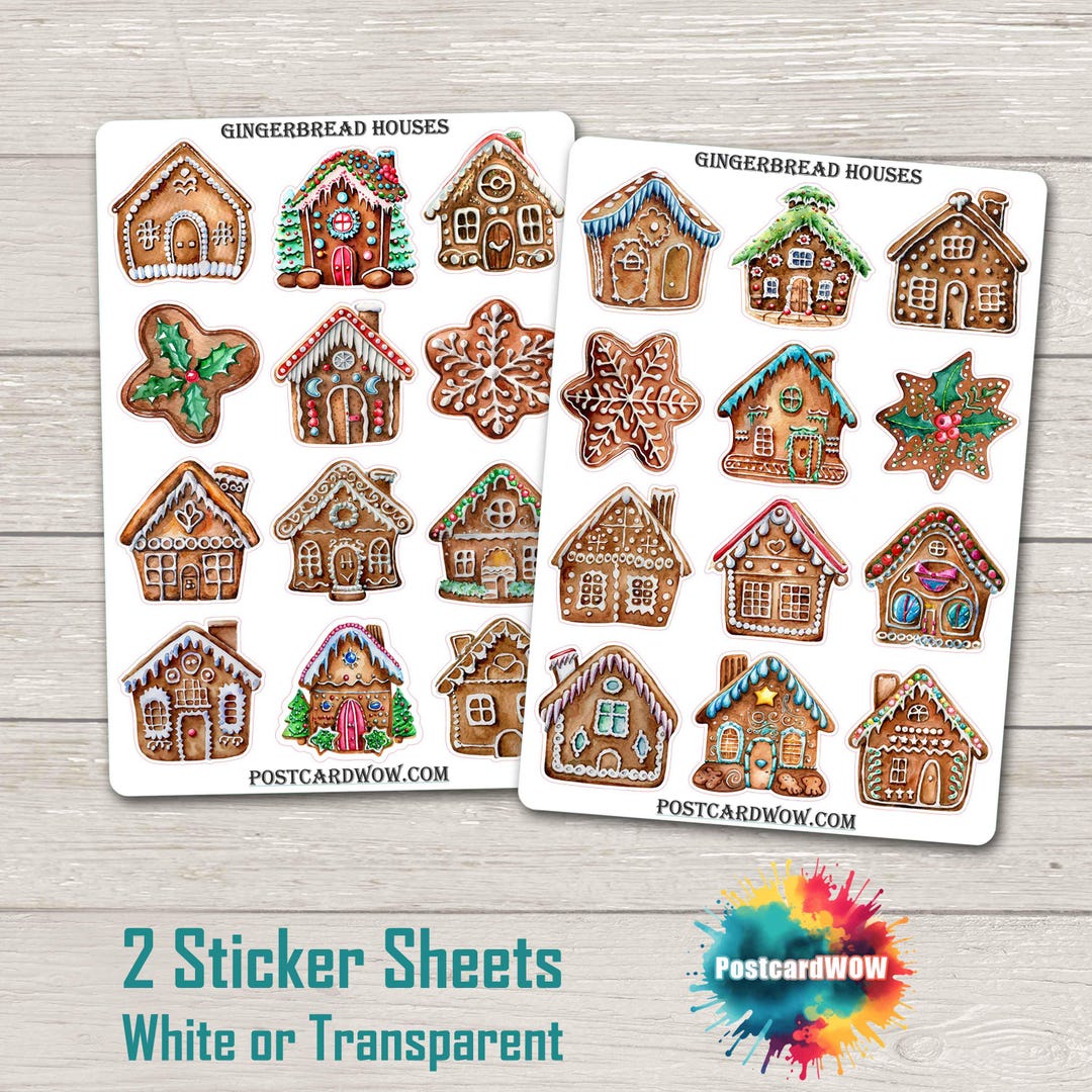 Gingerbread Houses Sticker Set - Etsy