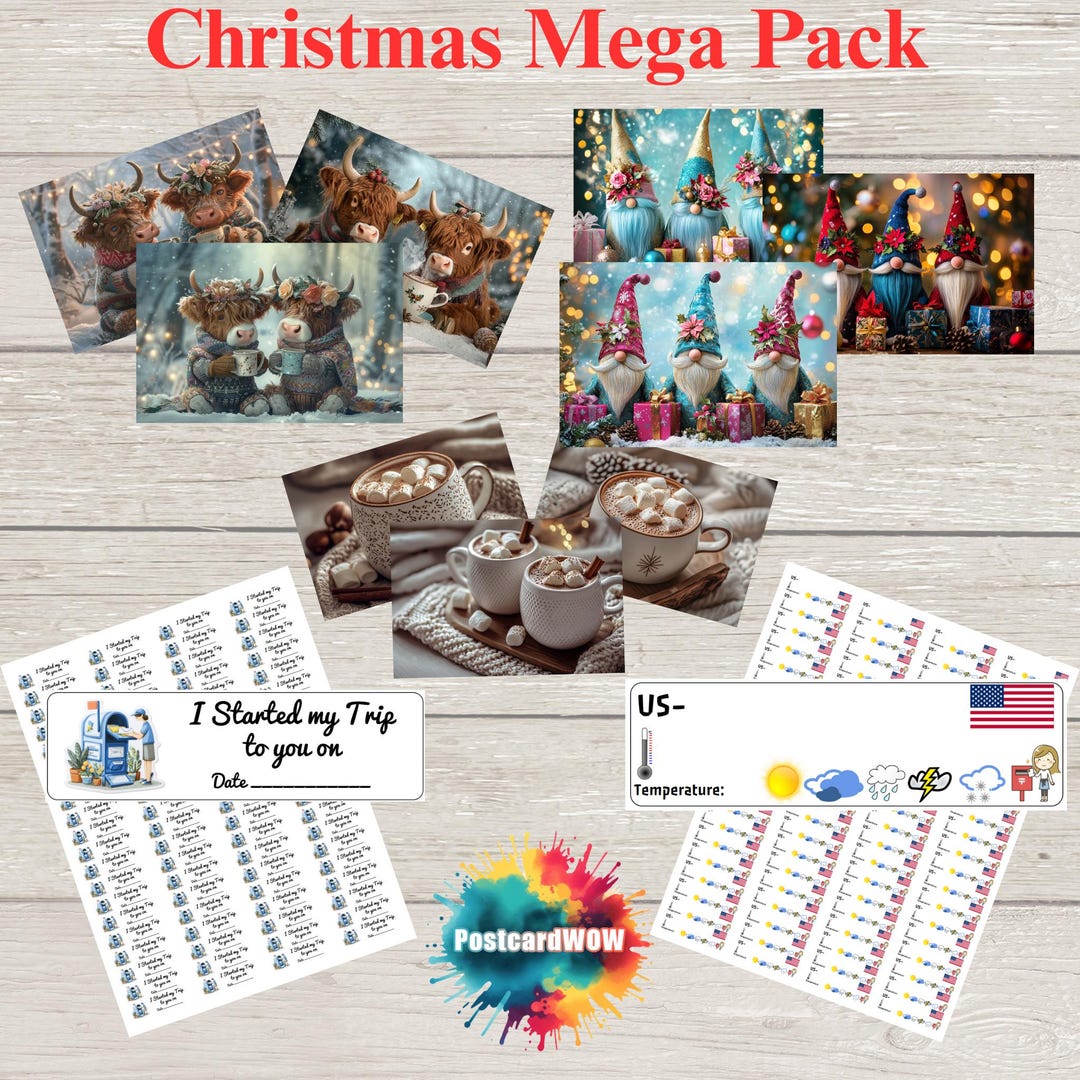 Christmas MEGA Pack - Penpals - Postcrossing - Swap - Art - Unique ...