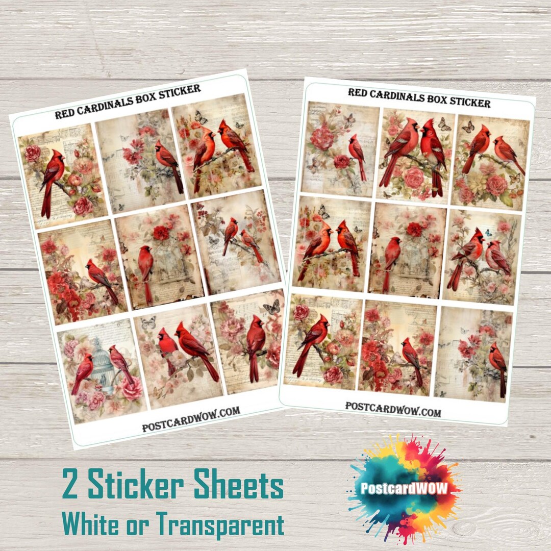 Red Cardinals - Full Box Sticker Set - Happy Mail - Junk Journal ...