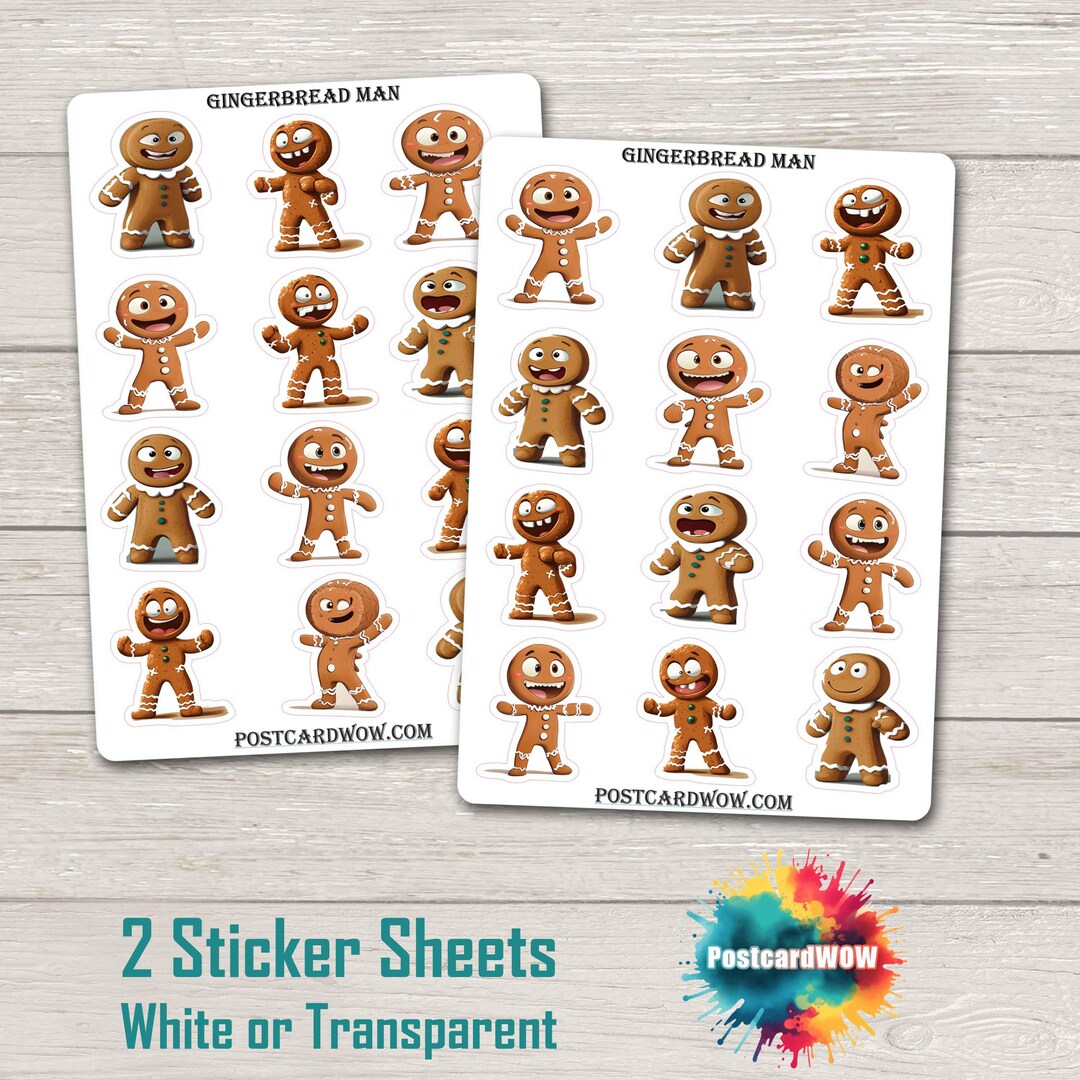 Gingerbread Man Sticker Set - Etsy