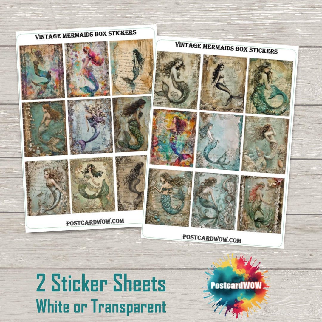 Vintage Mermaids - Full Box Sticker Set - Happy Mail - Junk Journal ...