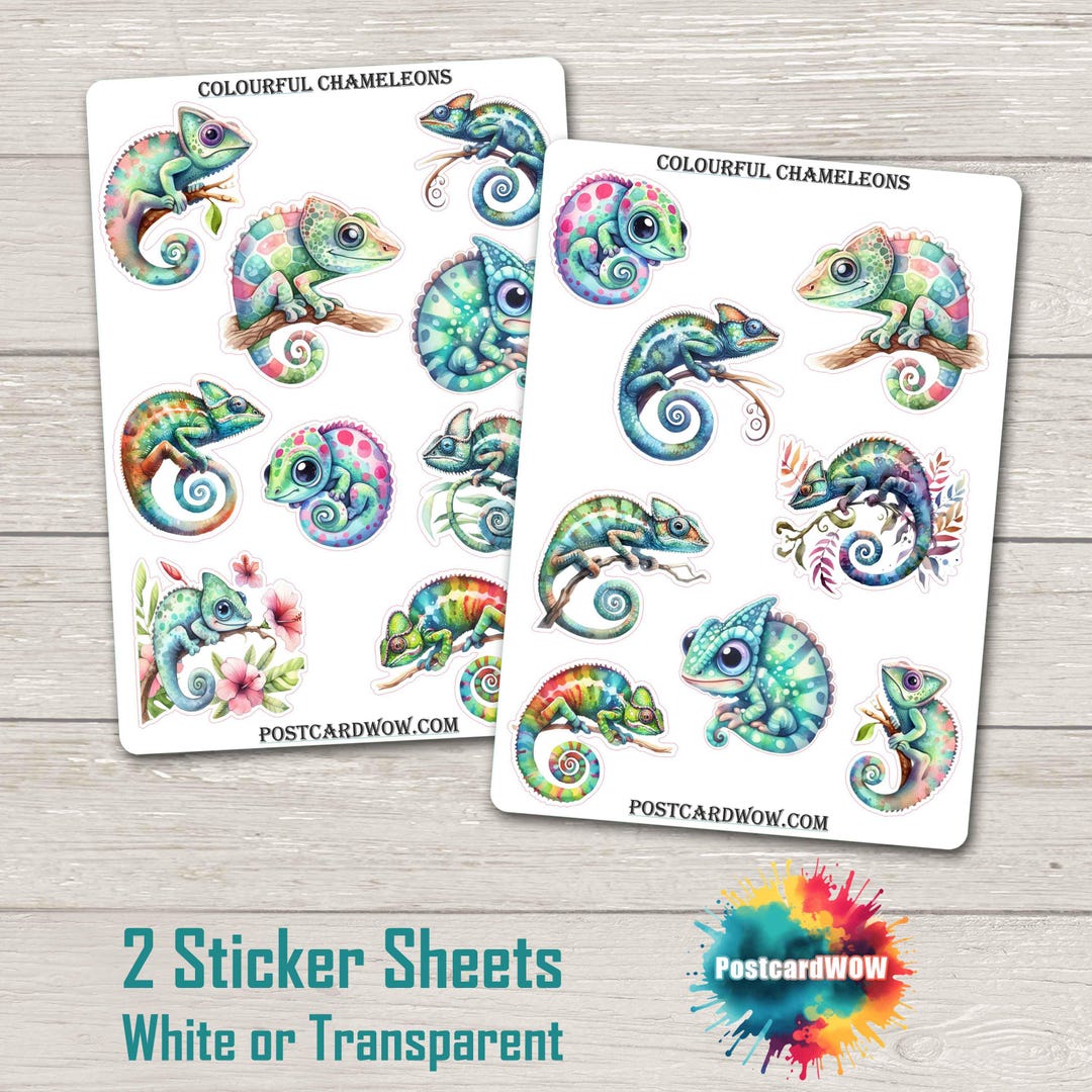 Colourful Chameleons Sticker Set - Etsy