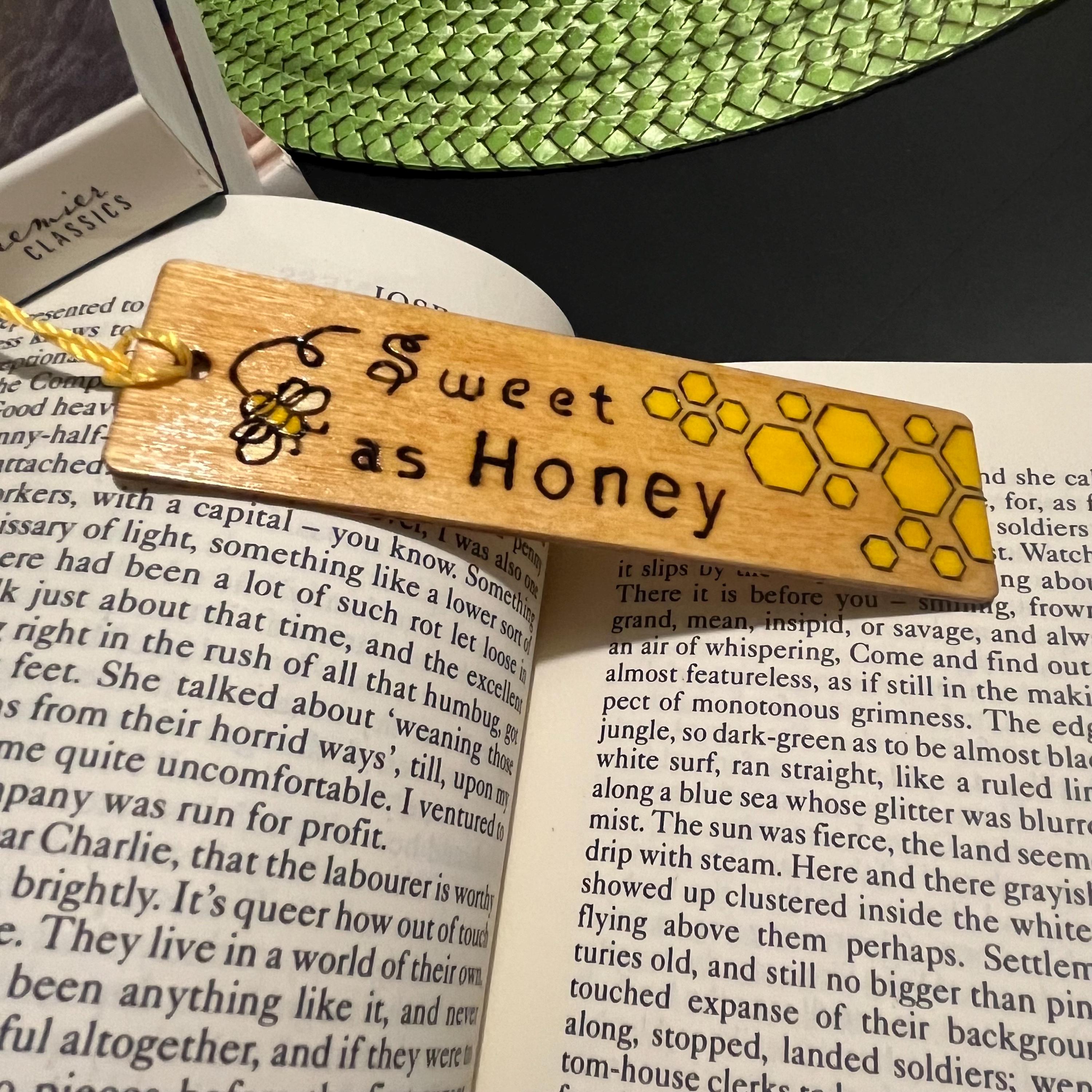Sweet as Honey Bookmark - Wood Burned - Book Lover - Page Marker ...