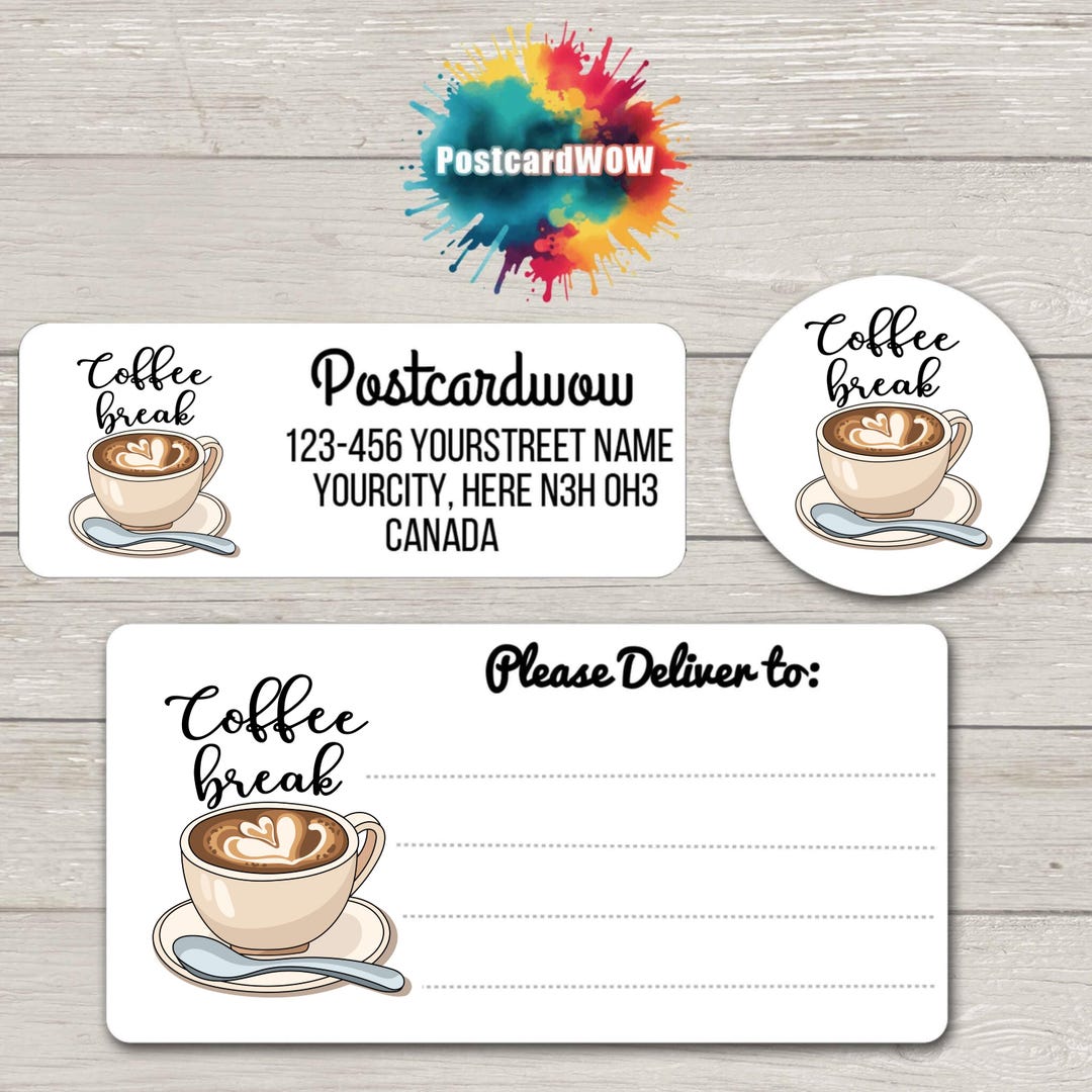 Coffee Break - Return Address Labels - Sheets of 30 Adhesive Stickers ...
