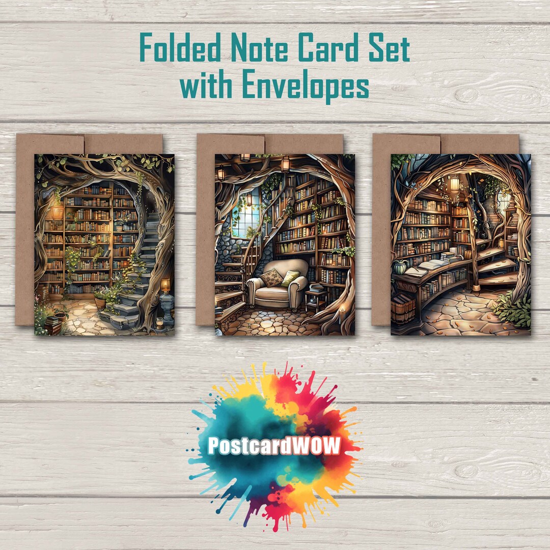 Secret Library Note Card Set: Blank Greeting Cards With Envelopes - Etsy