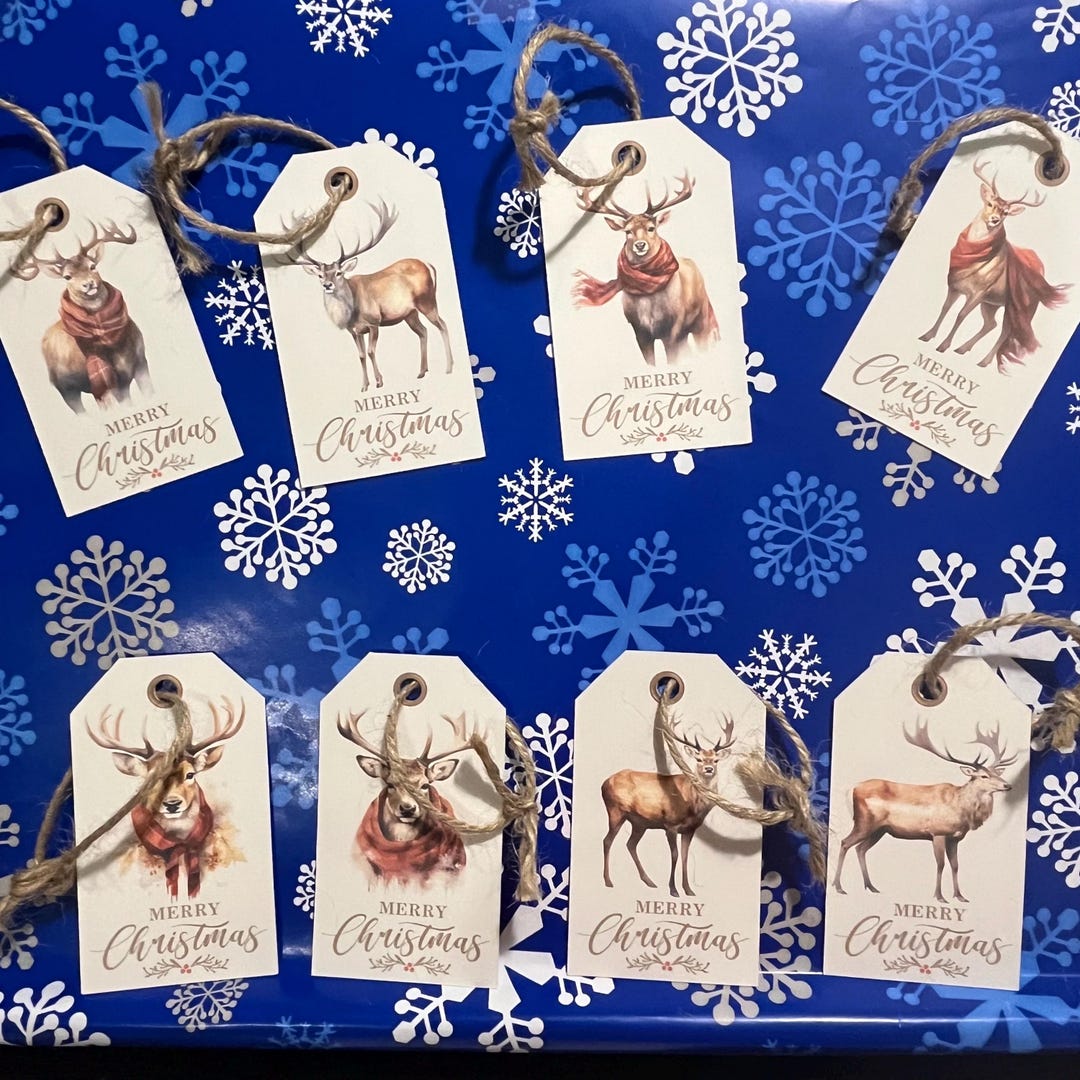 Christmas Deer Tags Set of 8 - Etsy
