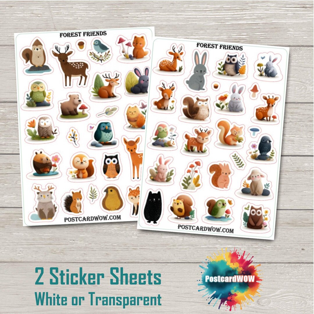 Forest Friends - Sticker Set - Happy Mail - Junk Journal - Scrap Book - Penpal - Postcrossing ...