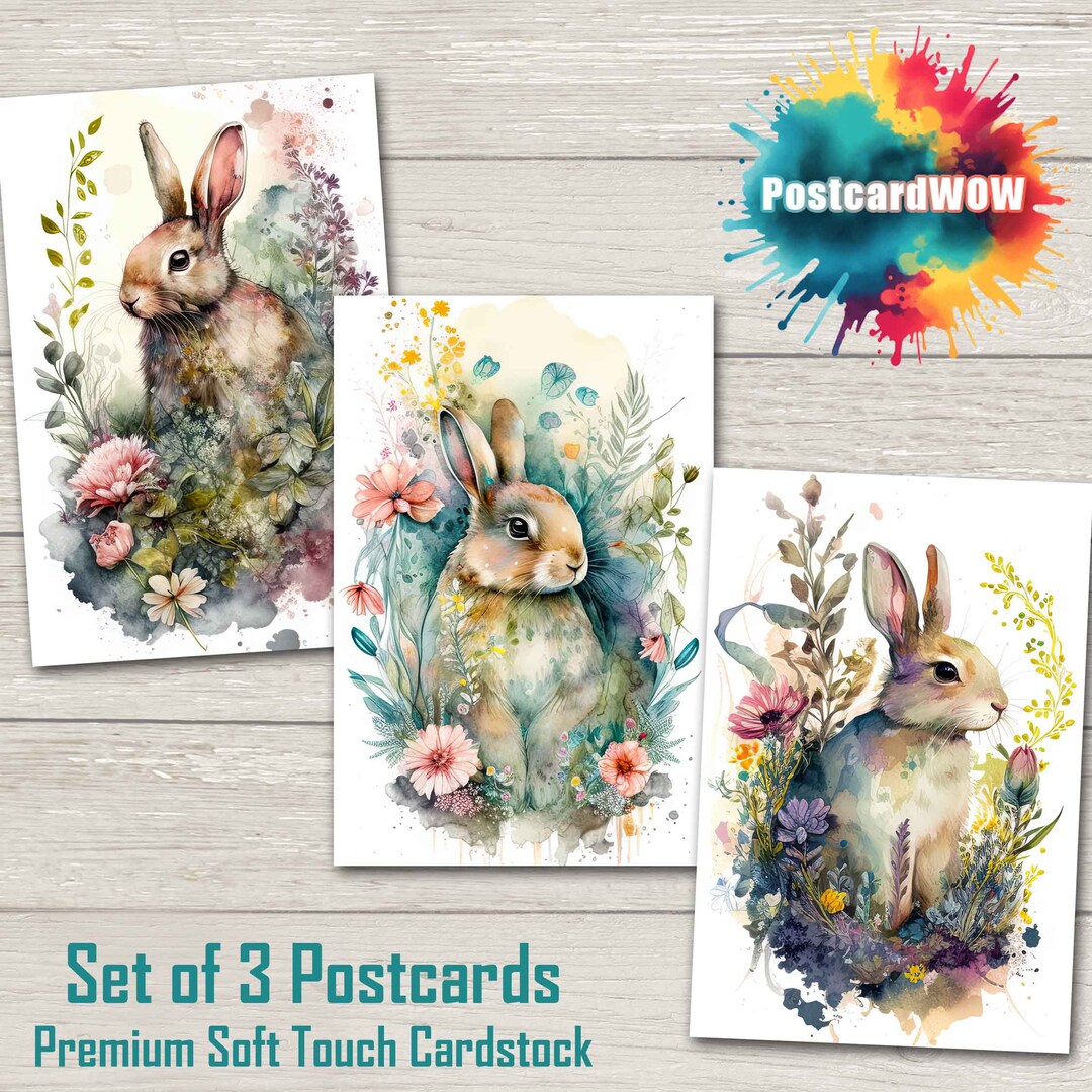 Spring Rabbits Postcard Set - Etsy