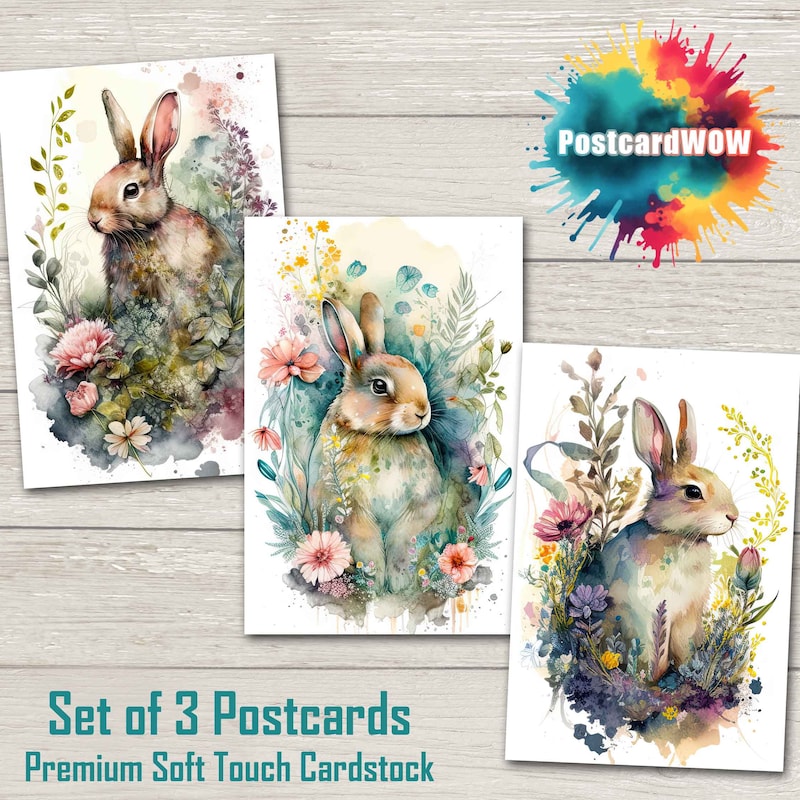 Rabbit Postcard - Etsy