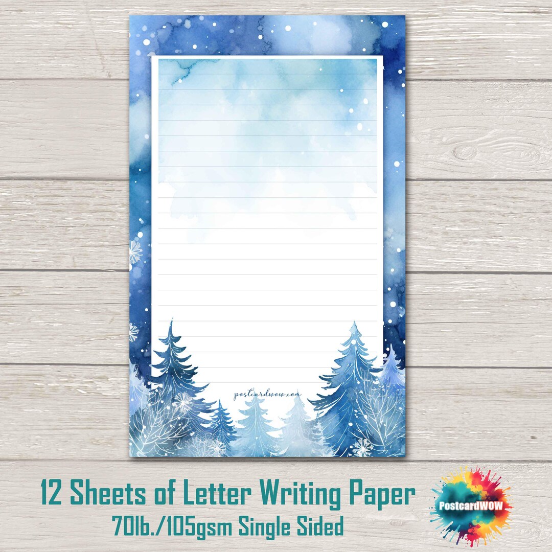 Blue Christmas - Letter Writing Paper - 12 Sheets Single Sided ...