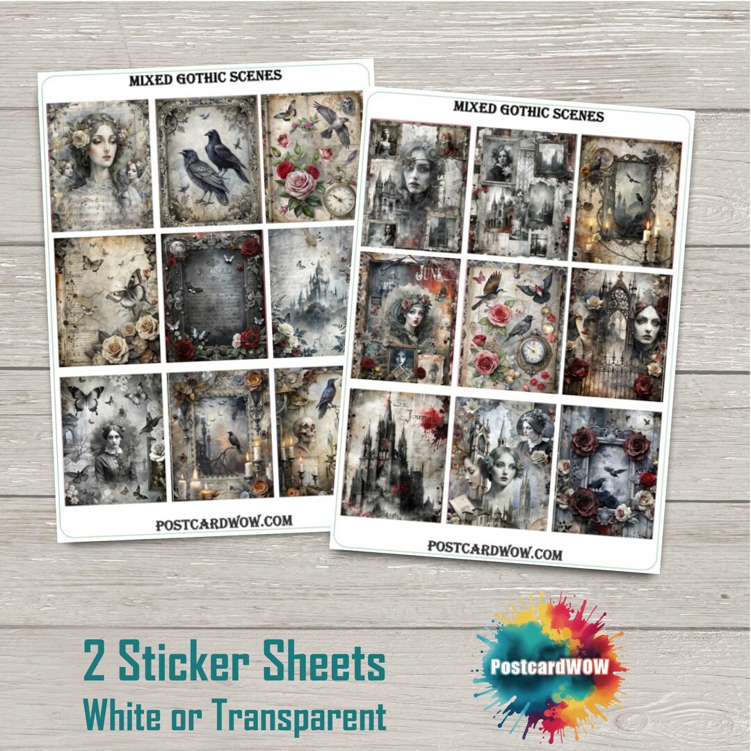 Gothic Scenes Sticker Set - Junk Journal Scrapbook Stickers - Etsy
