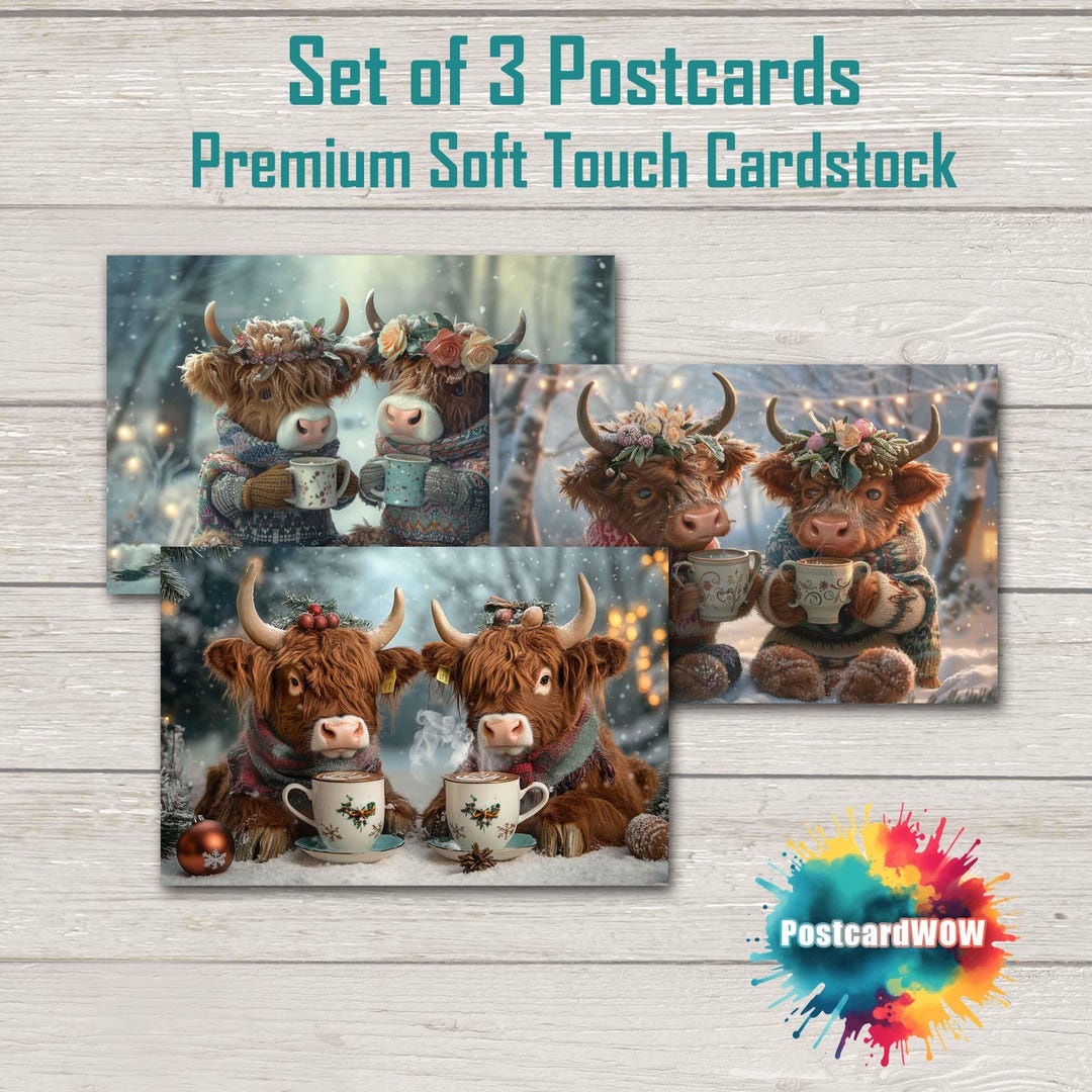 Christmas Cows - Postcard Set - Penpals - Postcrossing - Swap - Art ...