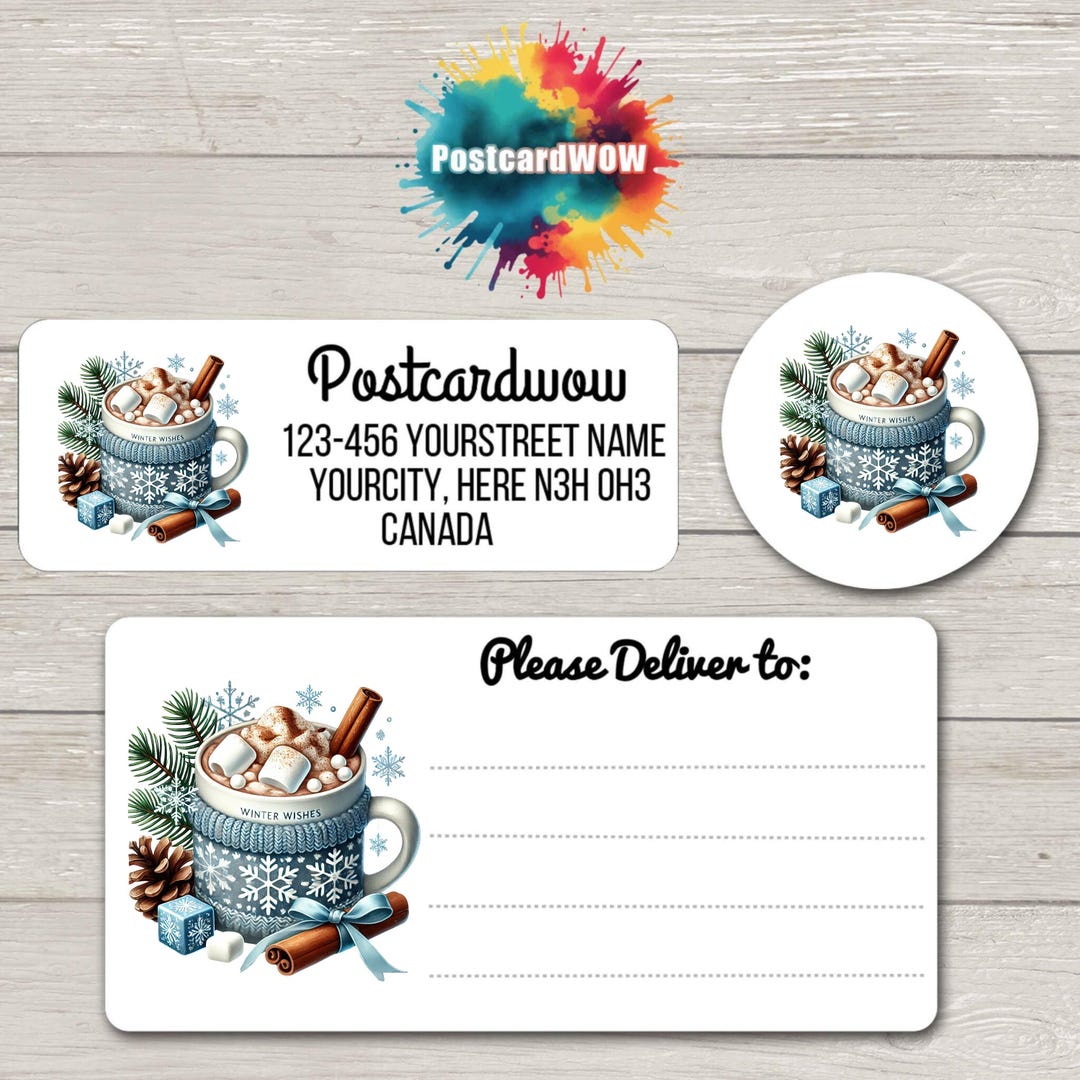 Winter Wishes Latte - Return Address Labels - Sheets of 30 Adhesive ...