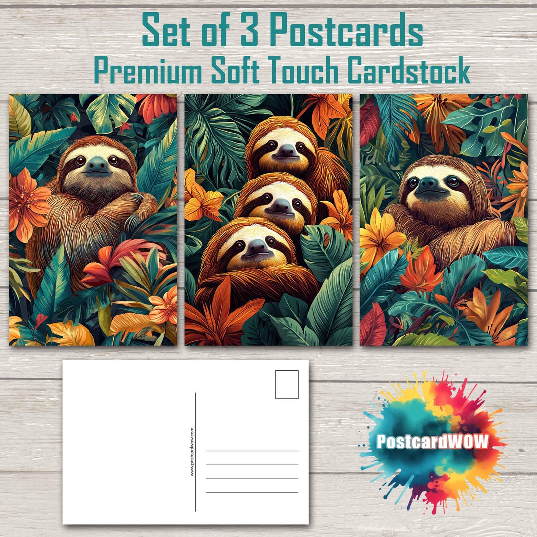 Sloths - Postcard Set - Penpals - Postcrossing - Swap - Art - Unique ...